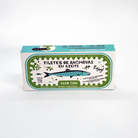 FLAT FILLETS OF ANCHOVIES IN OLIVE OIL - Miss Can